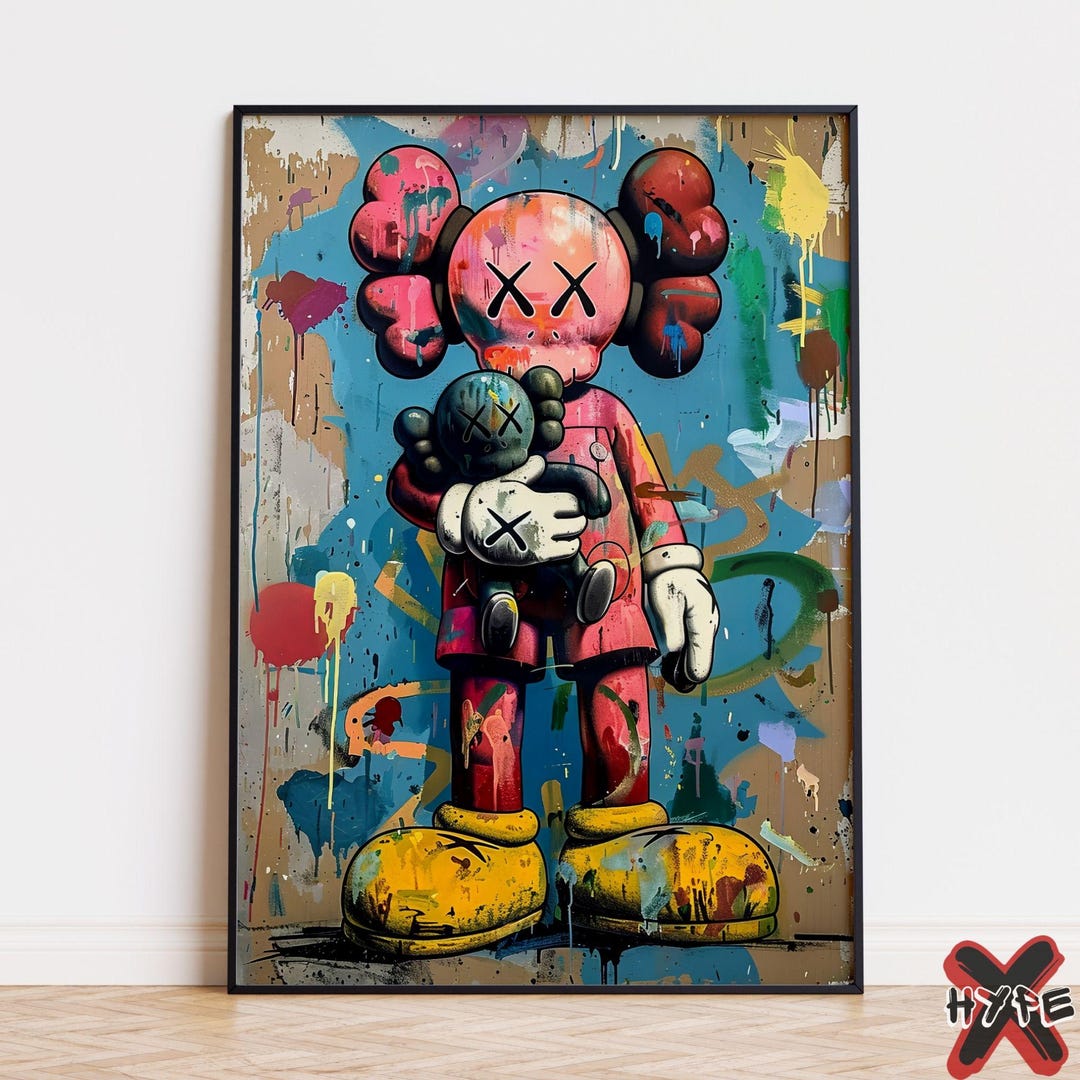 Graffiti KAWS With Baby Kaw, Printable Hypebeast Figure Picture, Urban ...