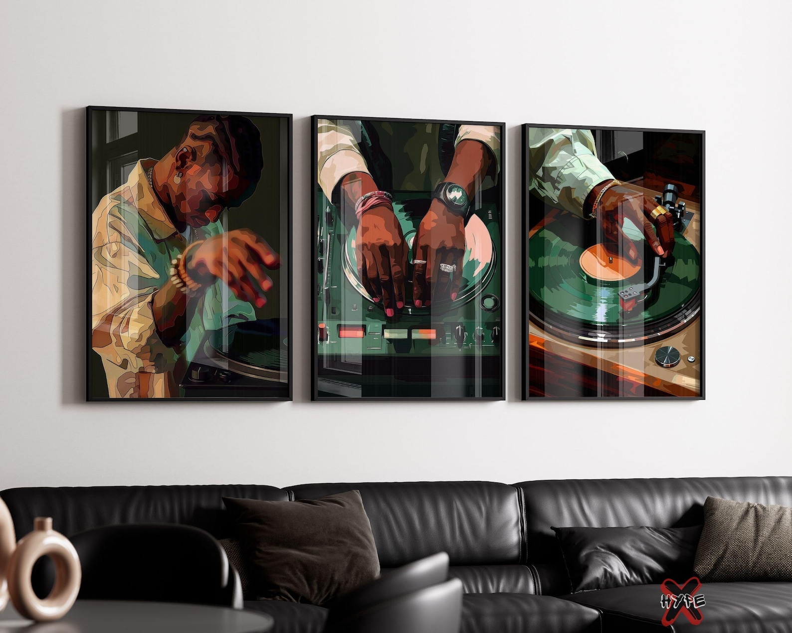 Set of 3 Black Man DJ Prints, Printable Vinyl Record Turntable Art, Hip ...