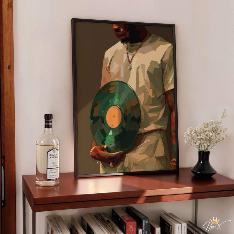 Vinyl Record Music Print, Black Man Wall Poster, Printable LP Art ...
