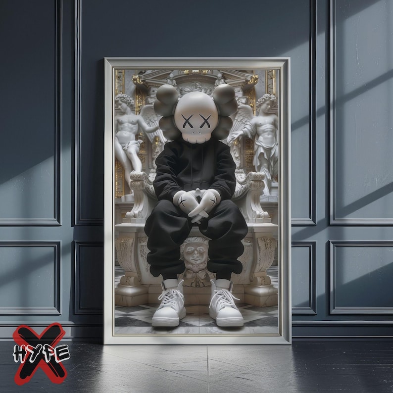 His Majesty King Kaws Poster, Printable Kaws Wall Art, Kaws on Throne ...