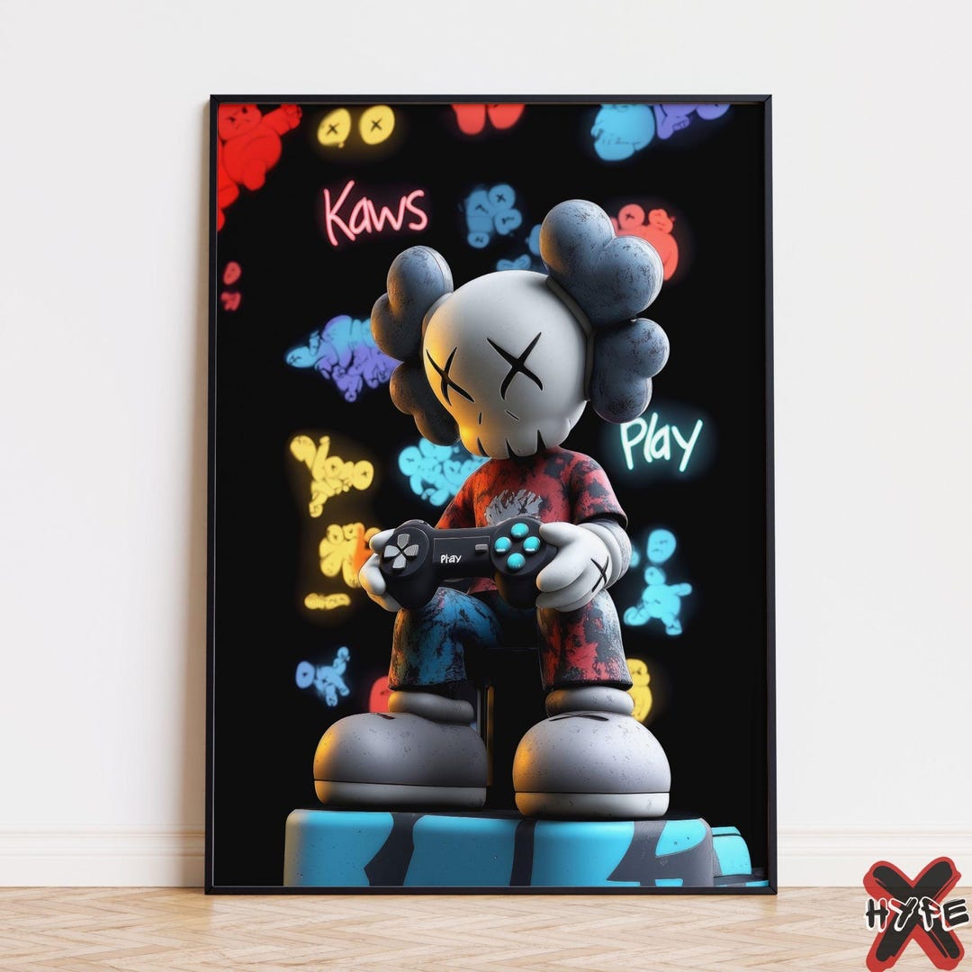 Hypebeast Graffiti Poster, Neon Kaws Wall Art for Gaming Room ...