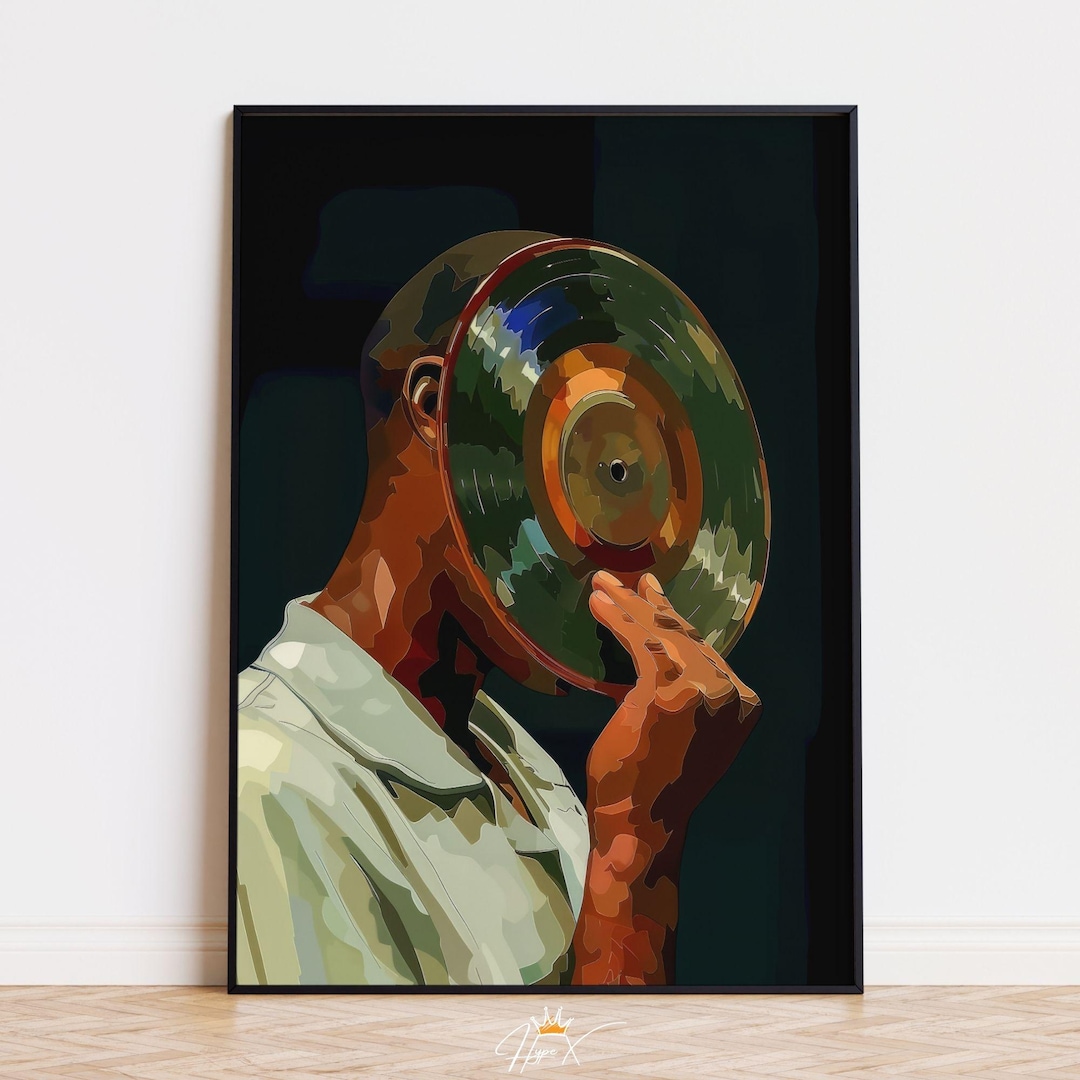 Vinyl Record Music Poster, Black Man Wall Print, Printable LP Wall Art ...
