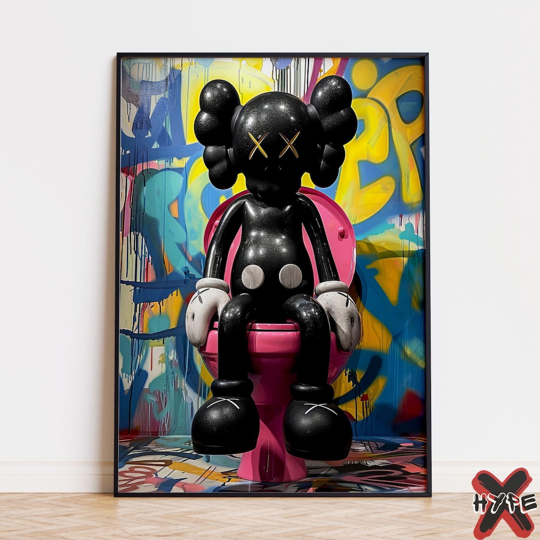 Graffiti Kaws on Toilet Poster, Printable Hypebeast Kaws Art, Kaw Wall ...