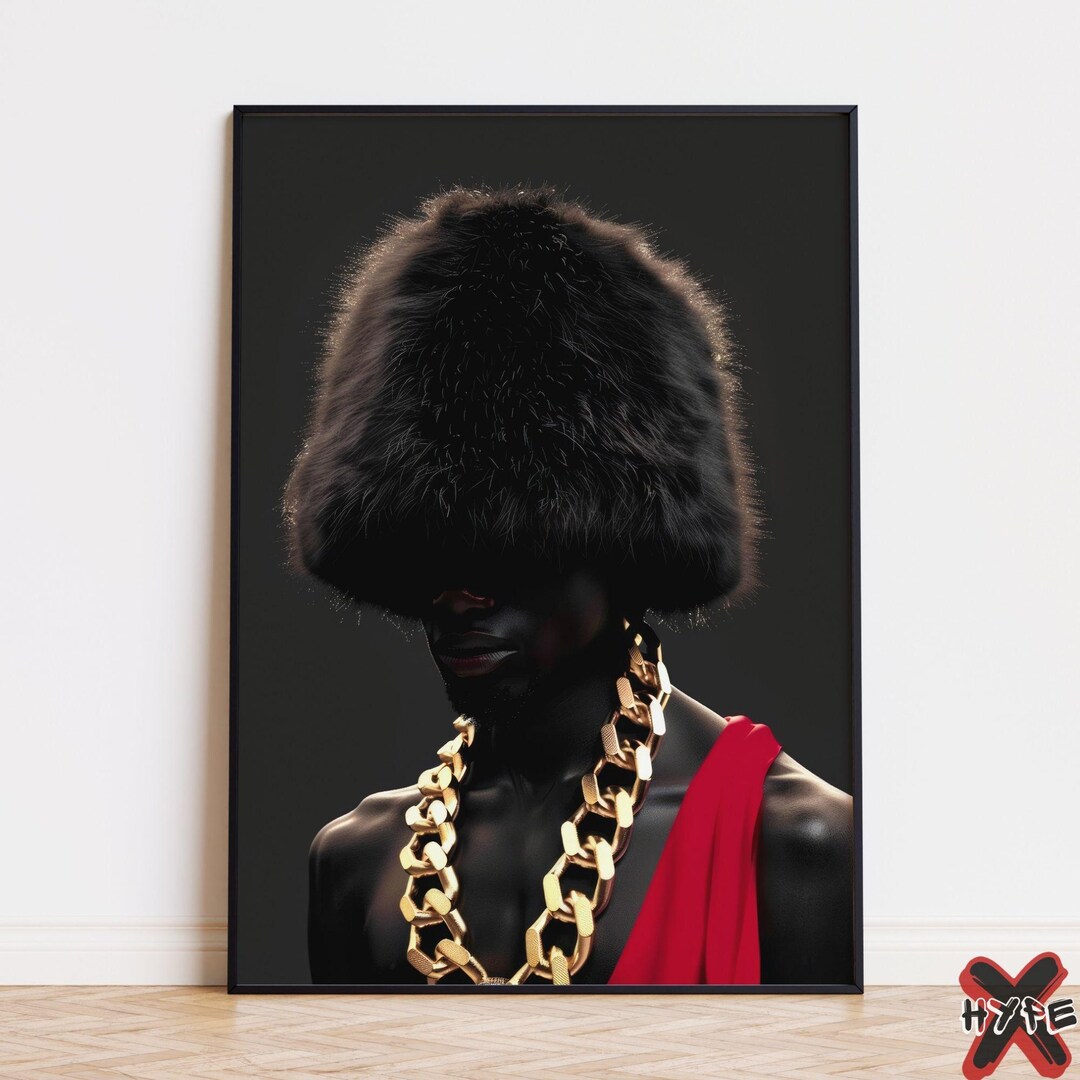 Black Man Funky Hat Wall Art, Printable Male Portrait, Hypebeast Man ...