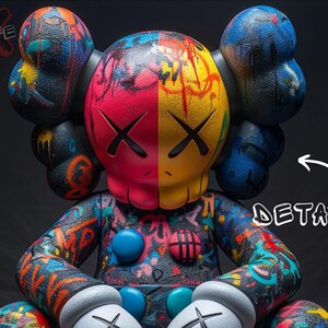 Graffiti Kaws Poster Set of 3, Printable Kaws Wall Art, Kaws Urban Wall ...