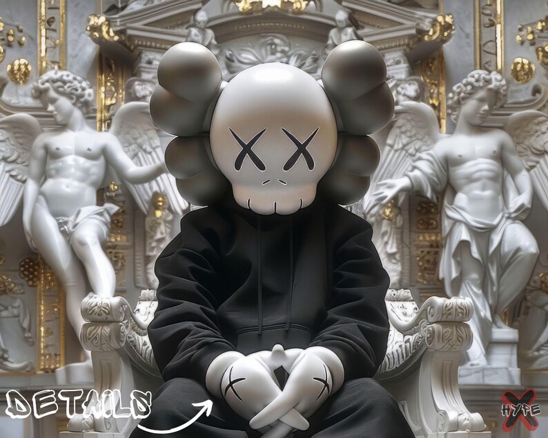 His Majesty King Kaws Poster, Printable Kaws Wall Art, Kaws on Throne ...