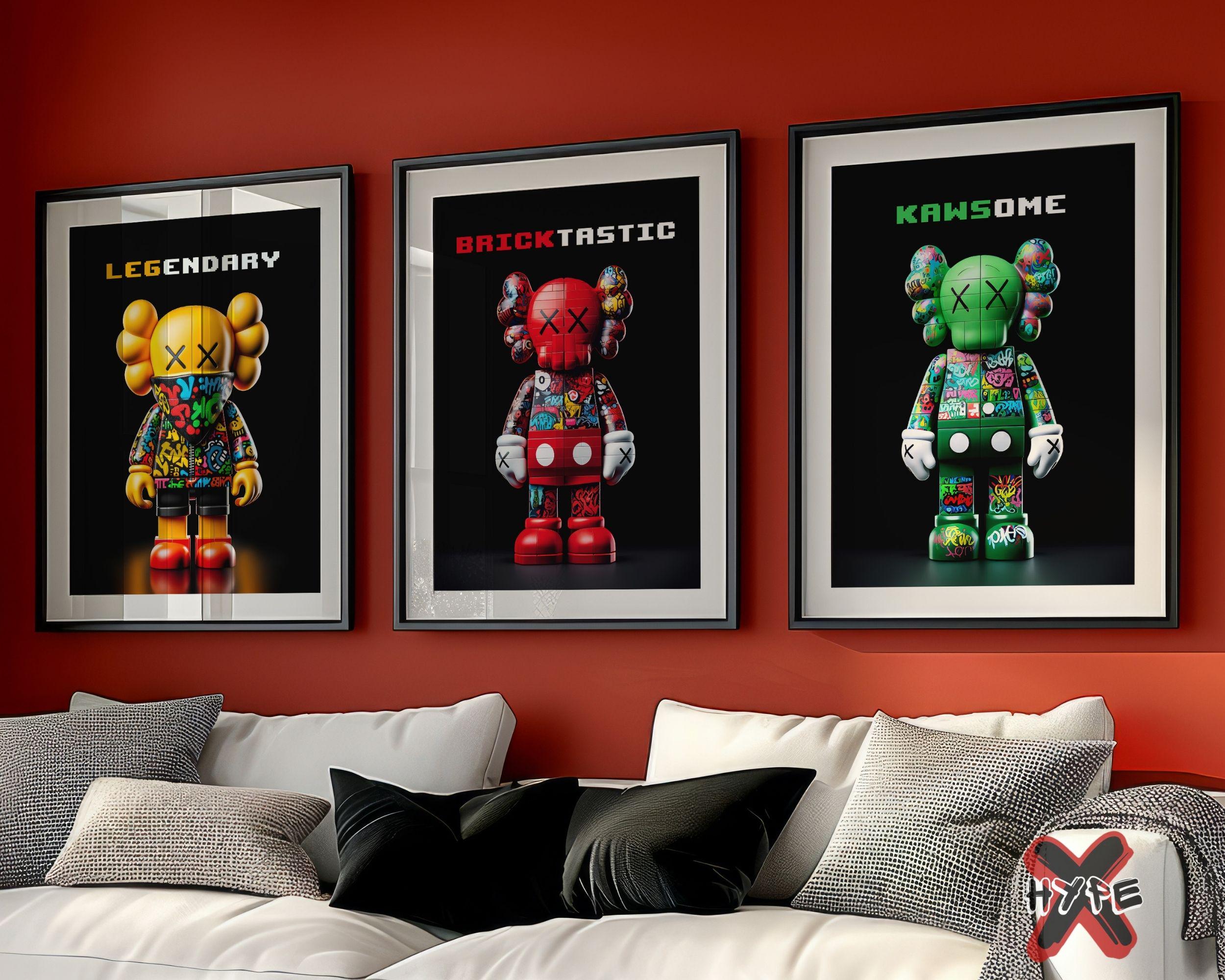Printable Brick Kaws Poster, Set of 3 Kaws Wall Art, Playroom Art ...