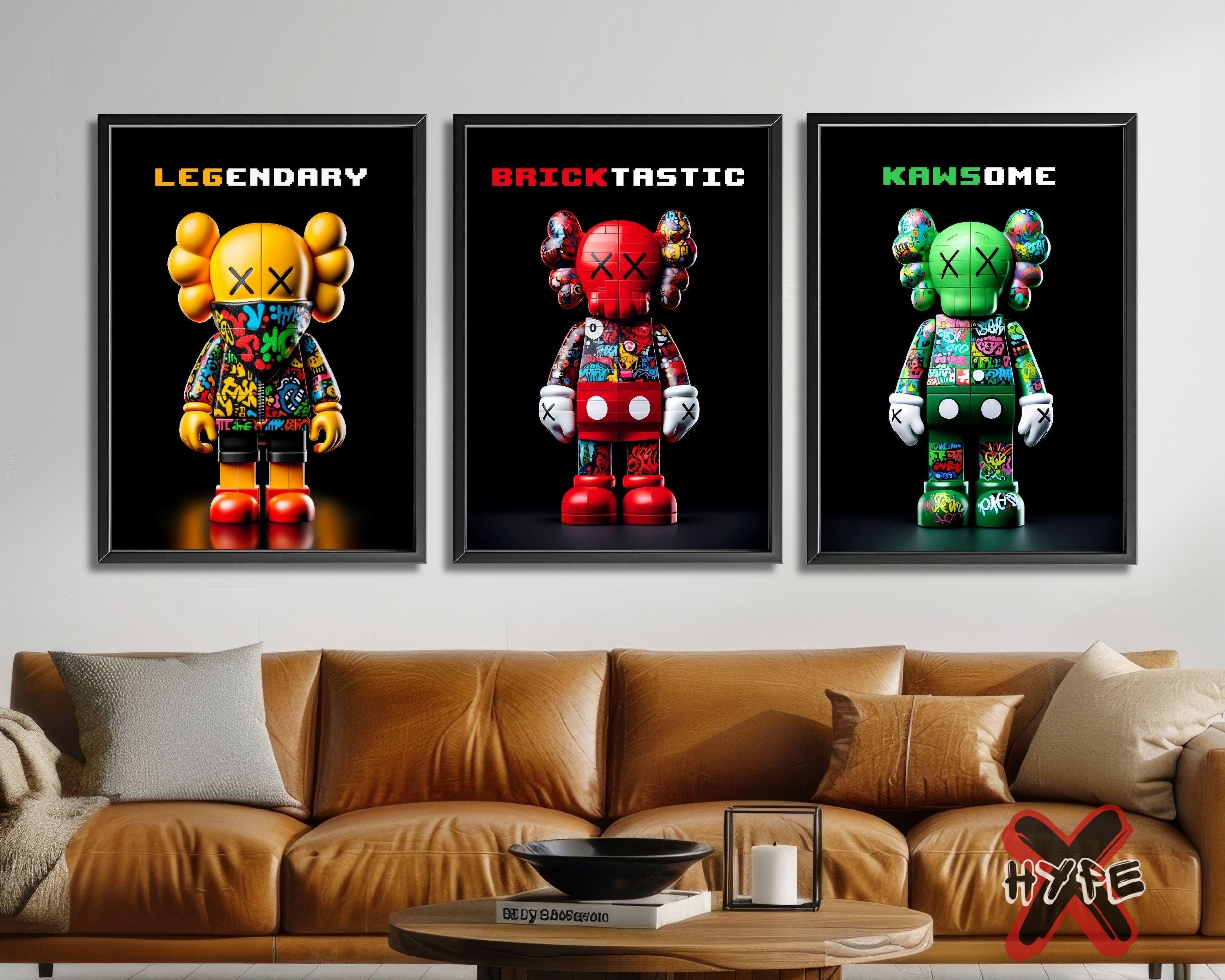 Printable Brick Kaws Poster, Set of 3 Kaws Wall Art, Playroom Art ...
