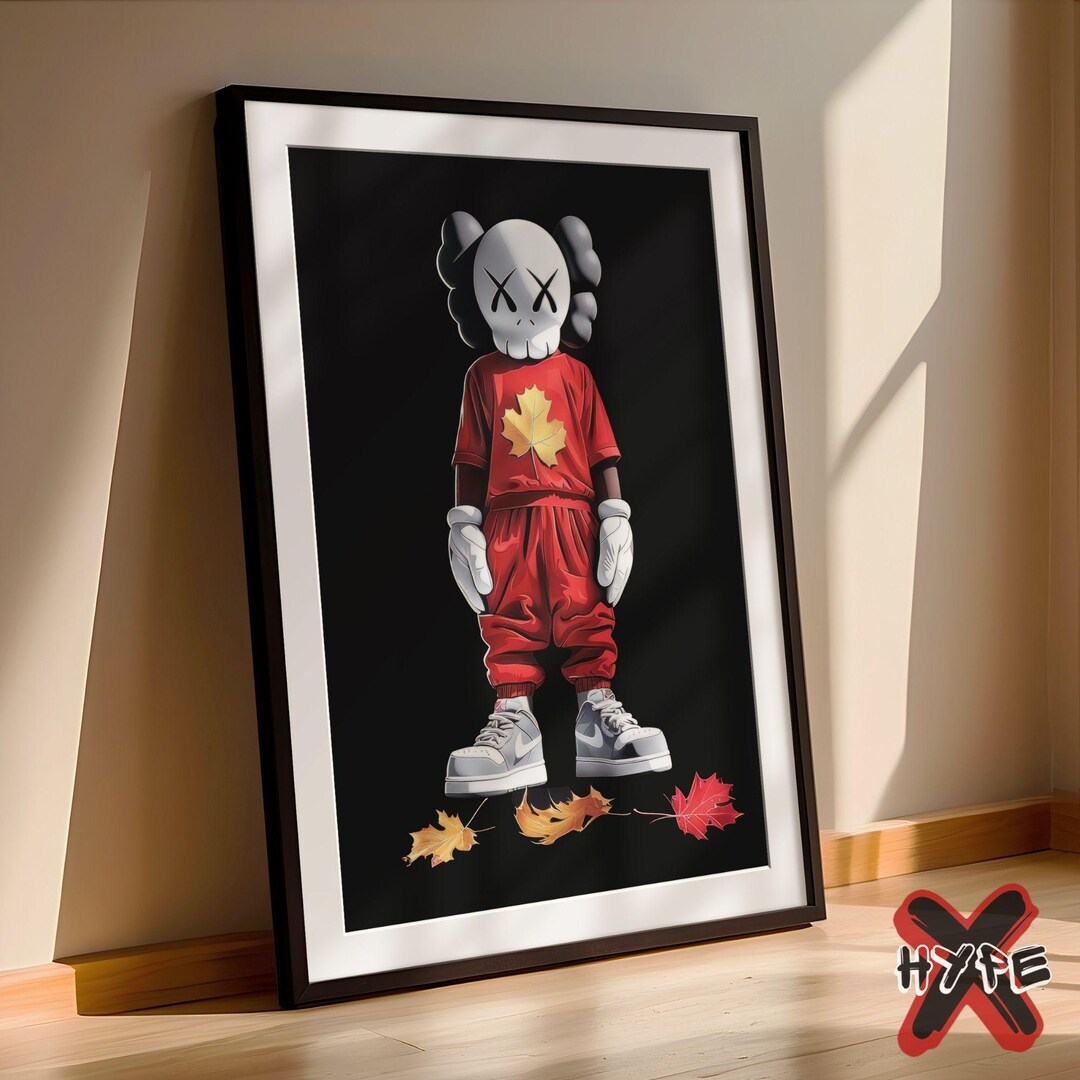 Autumn KAWS Figure Poster, Hypebeast Fall Wall Art, Sneaker Poster ...