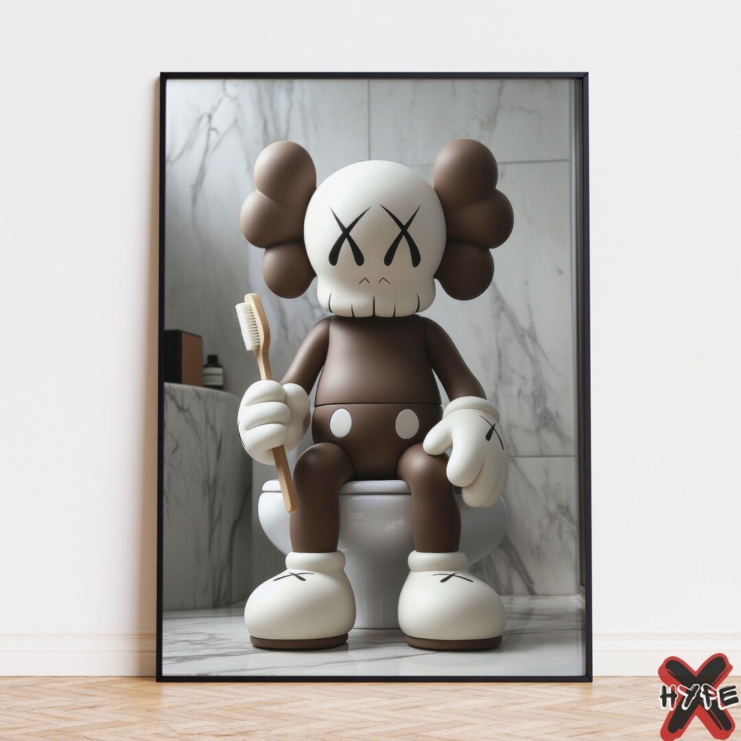 Kaws on Toilet Wall Art, Printable Hypebeast Poster, Kaws Toy for ...