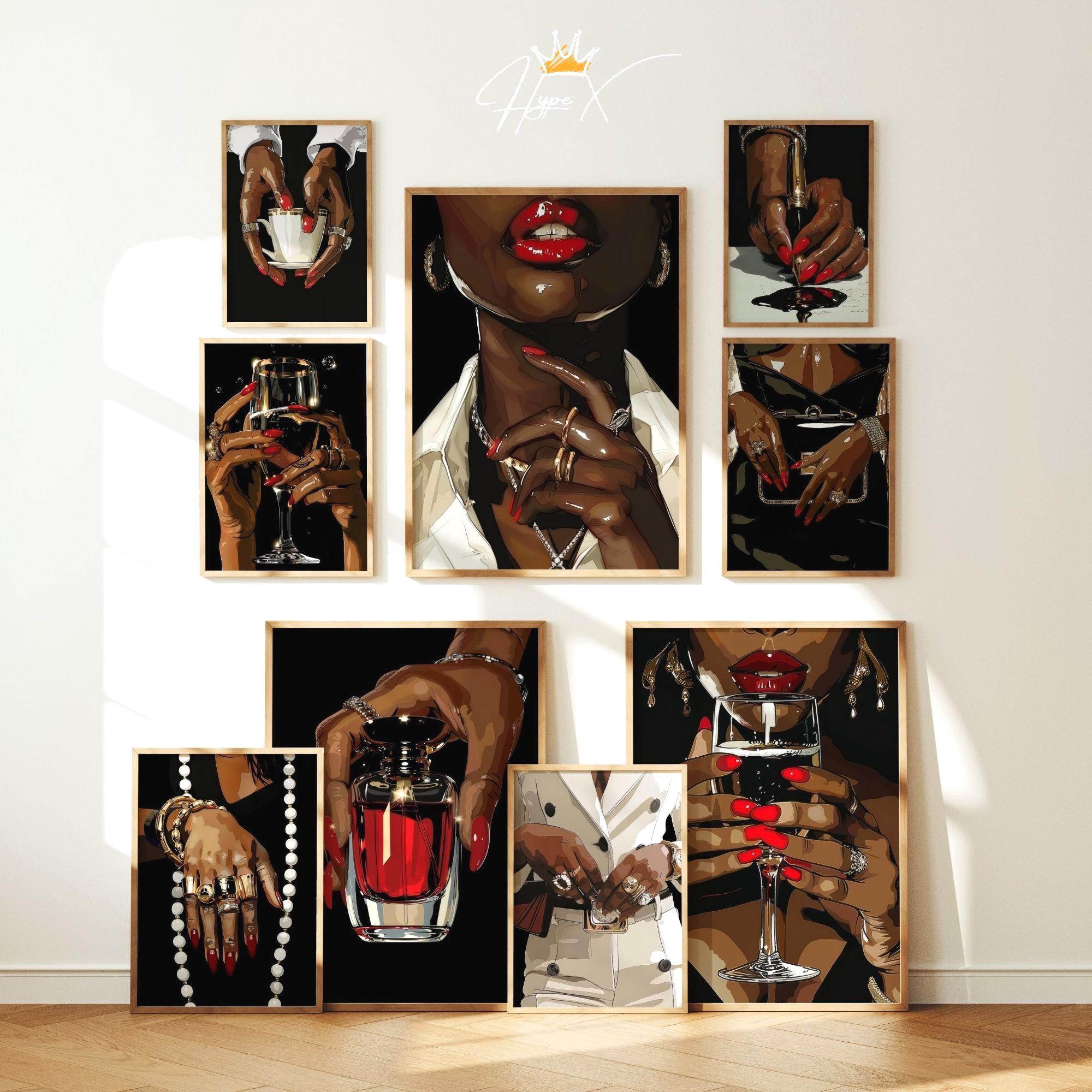 Modern Black Woman Art Set, Glam Fashion Posters for Girly Gallery Wall ...