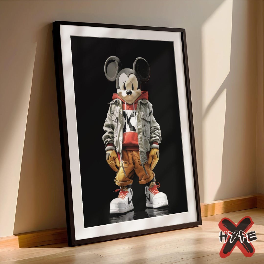 Hypebeast Iconic Mouse Poster, KAWS Inspired Artwork, Fashionable ...