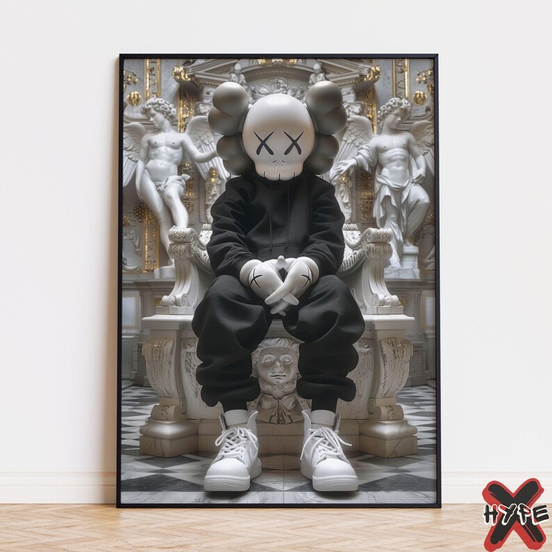 His Majesty King Kaws Poster, Printable Kaws Wall Art, Kaws on Throne ...
