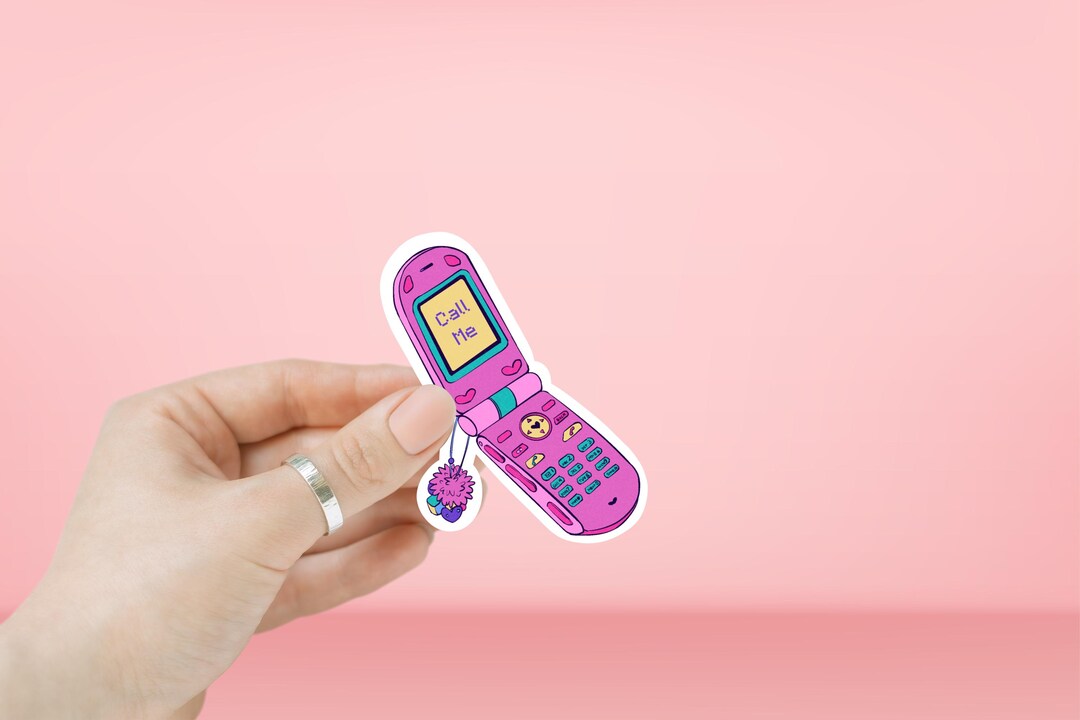 Flip Phone Call Me Sticker Y2K Sticker Nostalgic 2000s Sticker Vinyl ...