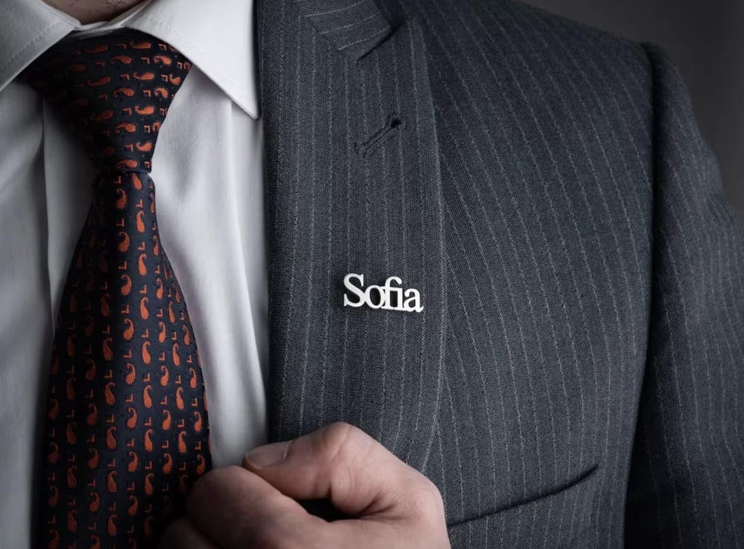 Personalized Suit Blazer Stainless Steel Nameplate Brooch Custom Men ...