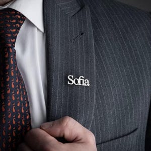 Personalized Suit Blazer Stainless Steel Nameplate Brooch Custom Men ...