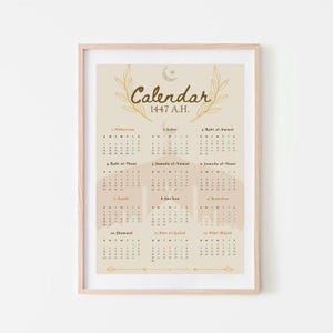 Islamic Calendar, Dates, Hijri, 1447, Special Events, Gold and Elegant ...
