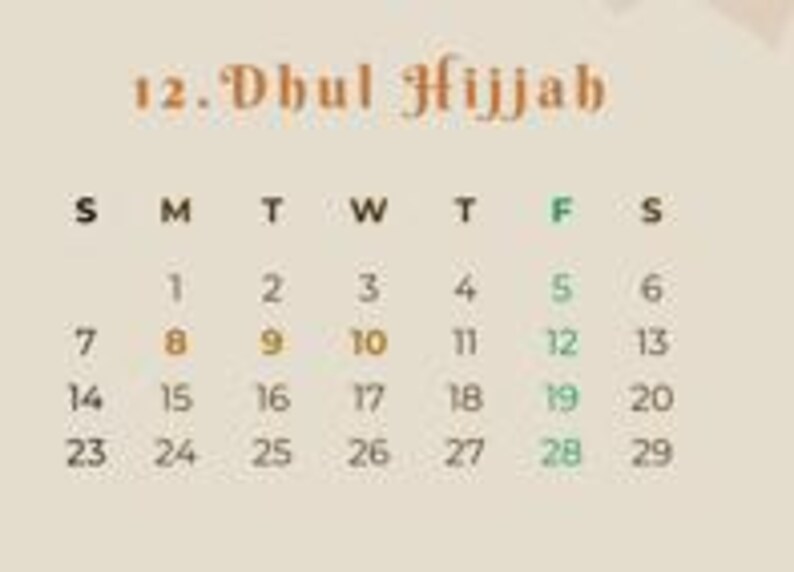 Islamic Calendar, Dates, Hijri, 1447, Special Events, Gold and Elegant ...