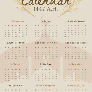 Islamic Calendar, Dates, Hijri, 1447, Special Events, Gold and Elegant ...