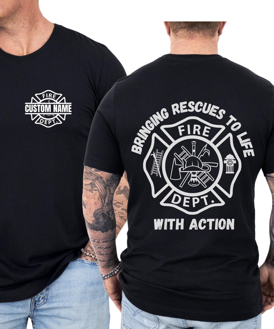 Custom Firefighter Shirt, Fire Dept. T-shirt, Fireman Maltese Cross ...
