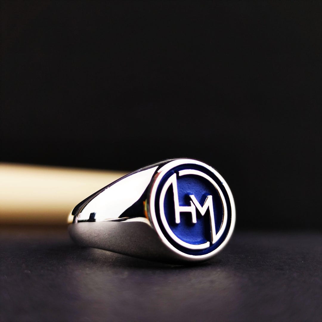 Personalized Custom Initial Signet Ring, Custom Engraved Initial Ring ...