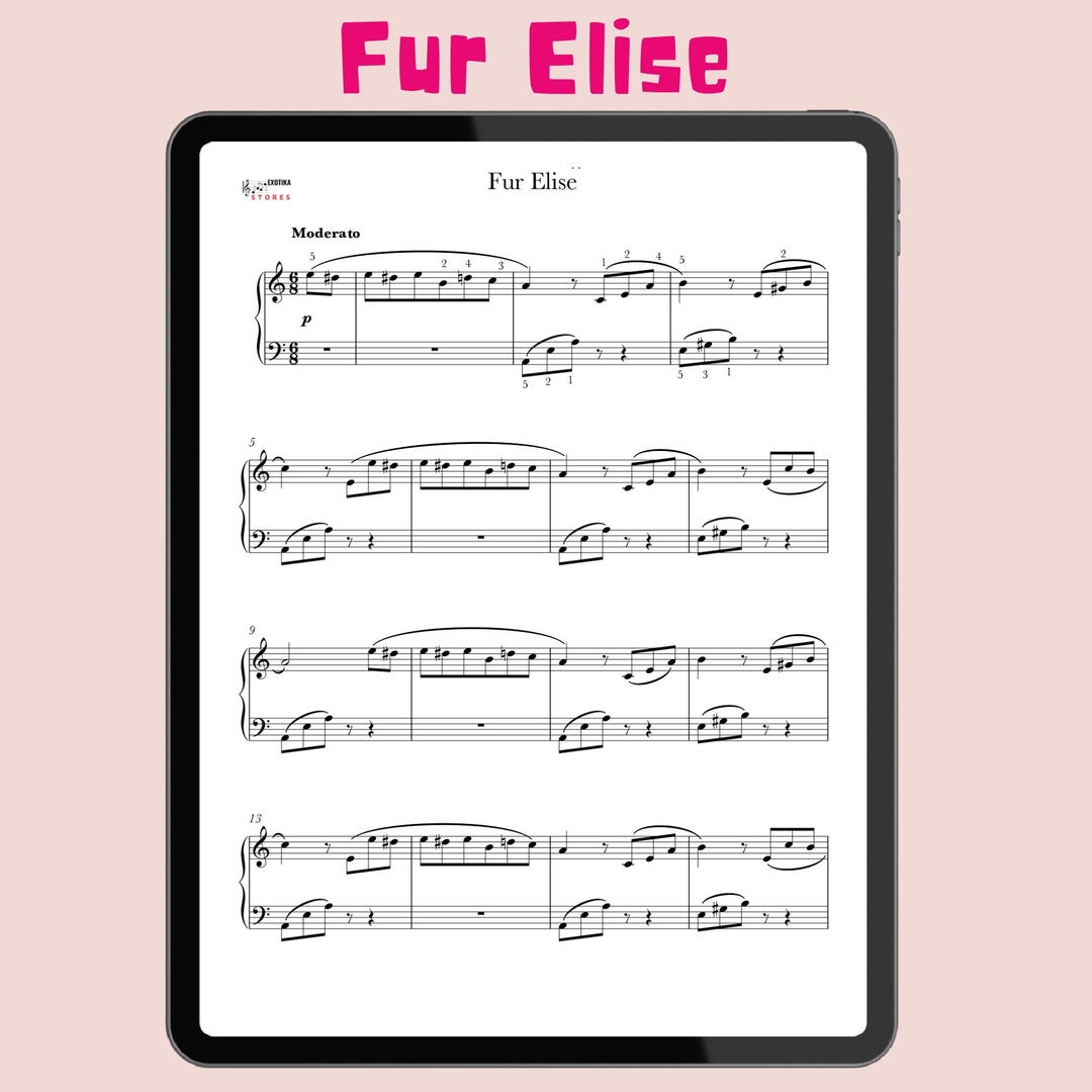 Fur Elize Beethoven Sheet Music Easy Version for Beginner Pianist or ...