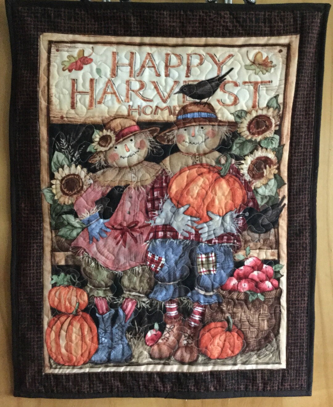Scarecrow Wall Hanging Quilt, Quilted Scarecrow Fiber Art, Thanksgiving ...