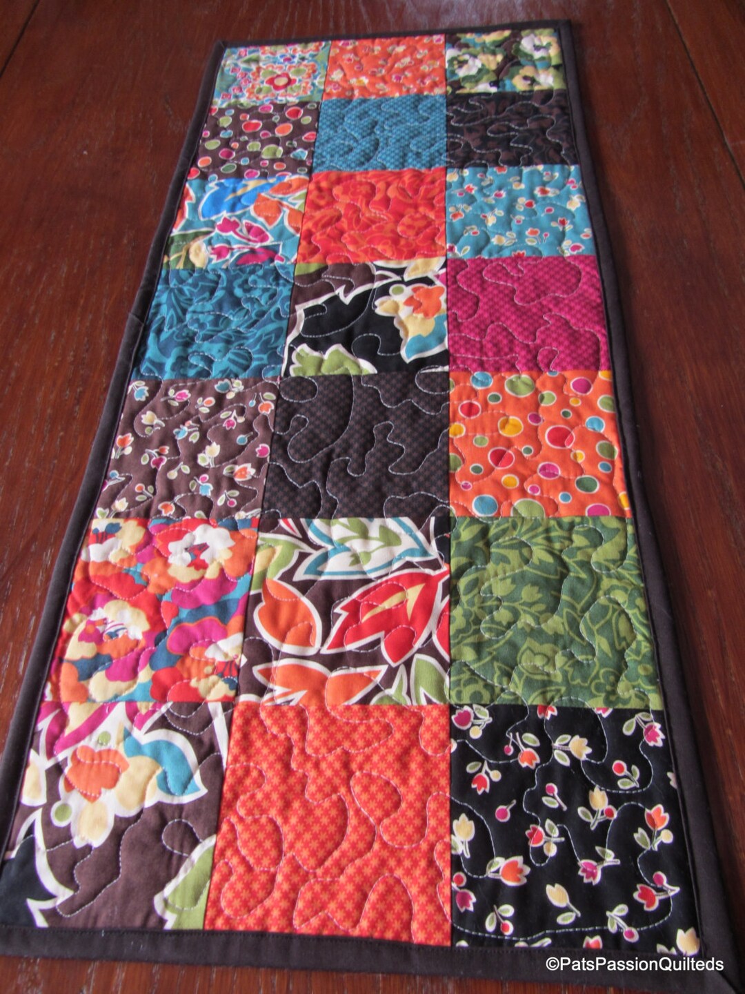 Floral Table Runner, Quilted Table Runner, Bold Color Table Runner, - Etsy