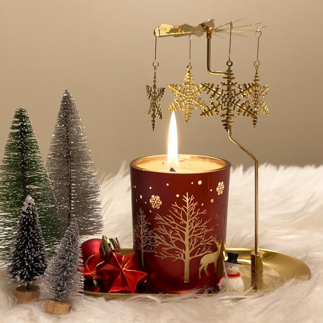 London Premium Snow Rotating Spinning Candle Holder stainless Metal ...
