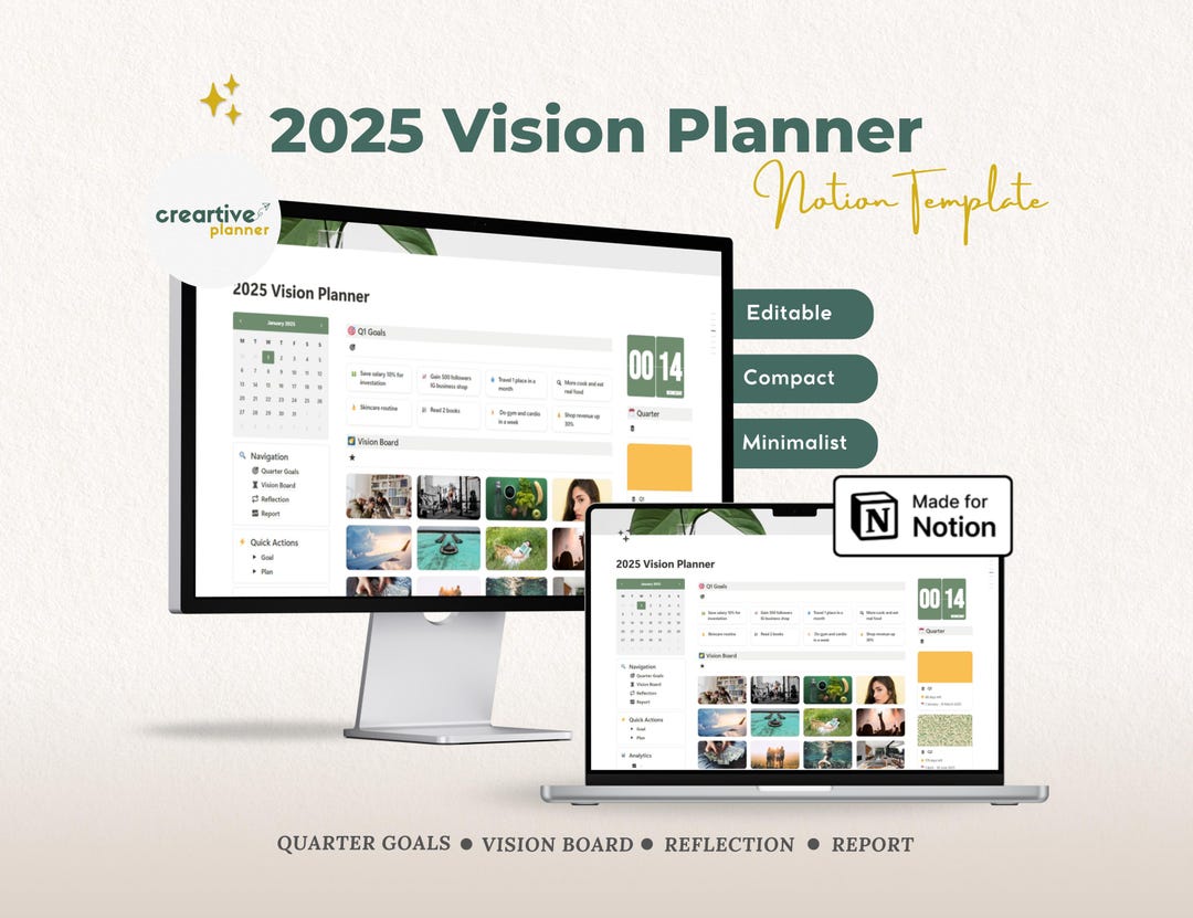 2025 Notion Planner, 2025 Vision Planner, 2025 Life Planner Template ...