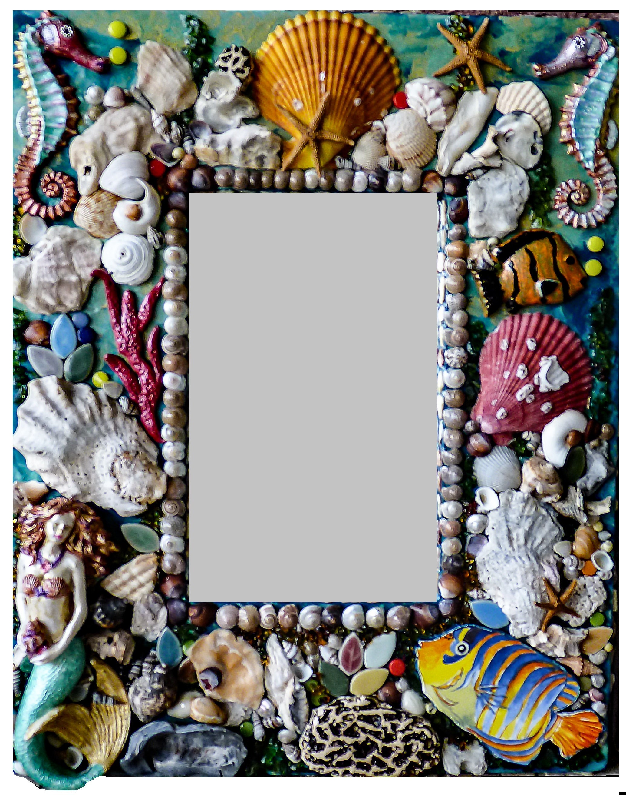 Mosaic Sea Shell Mirror, Mosaic Beach Mirror, Mosaic Mermaid Mirror or ...