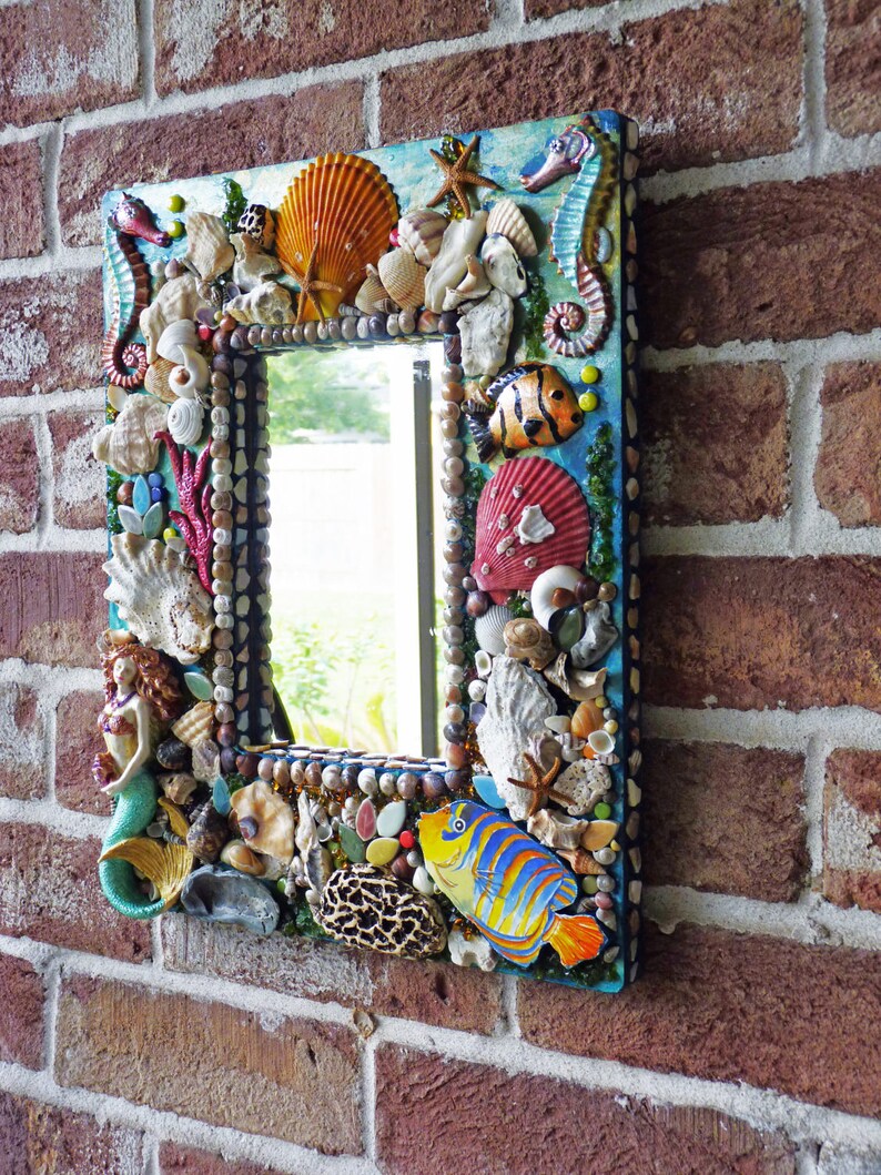 Mosaic Sea Shell Mirror, Mosaic Beach Mirror, Mosaic Mermaid Mirror or ...