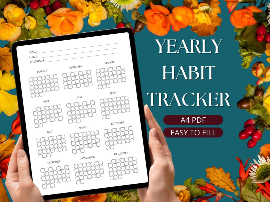 Undated Yearly Easy Habit Tracker Minimalist, Simple Daily Habit ...