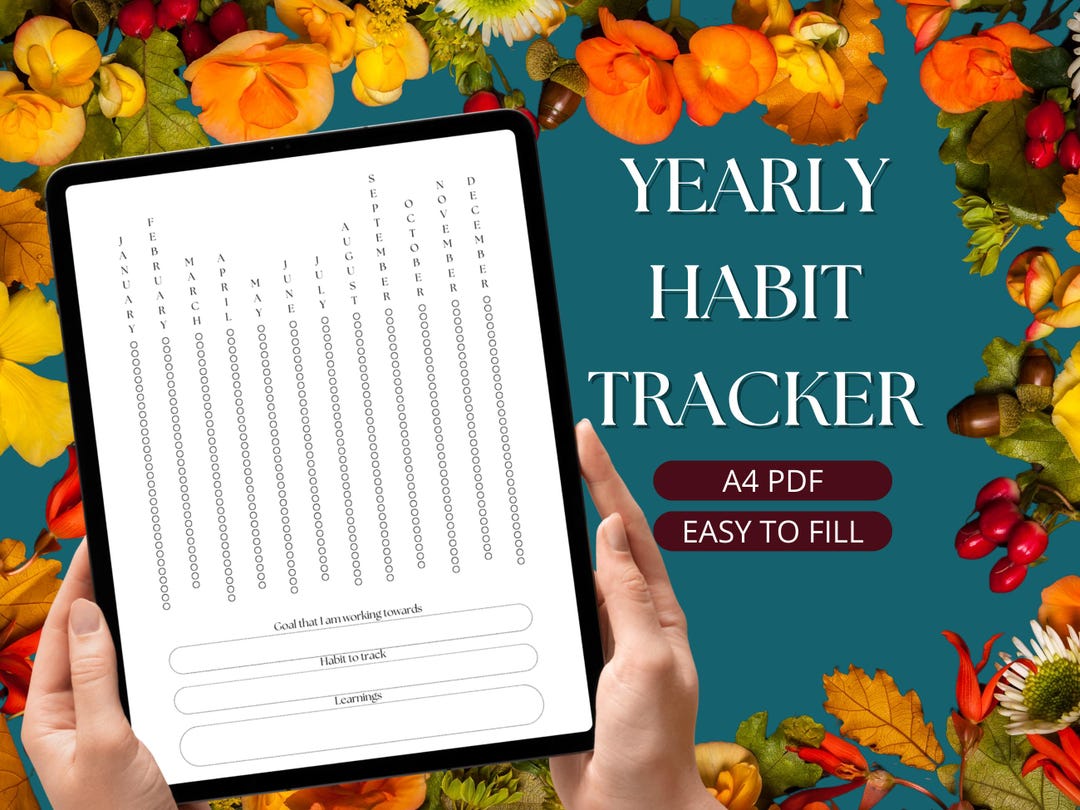 Undated Yearly Easy Habit Tracker Minimalist, Simple Daily Habit ...