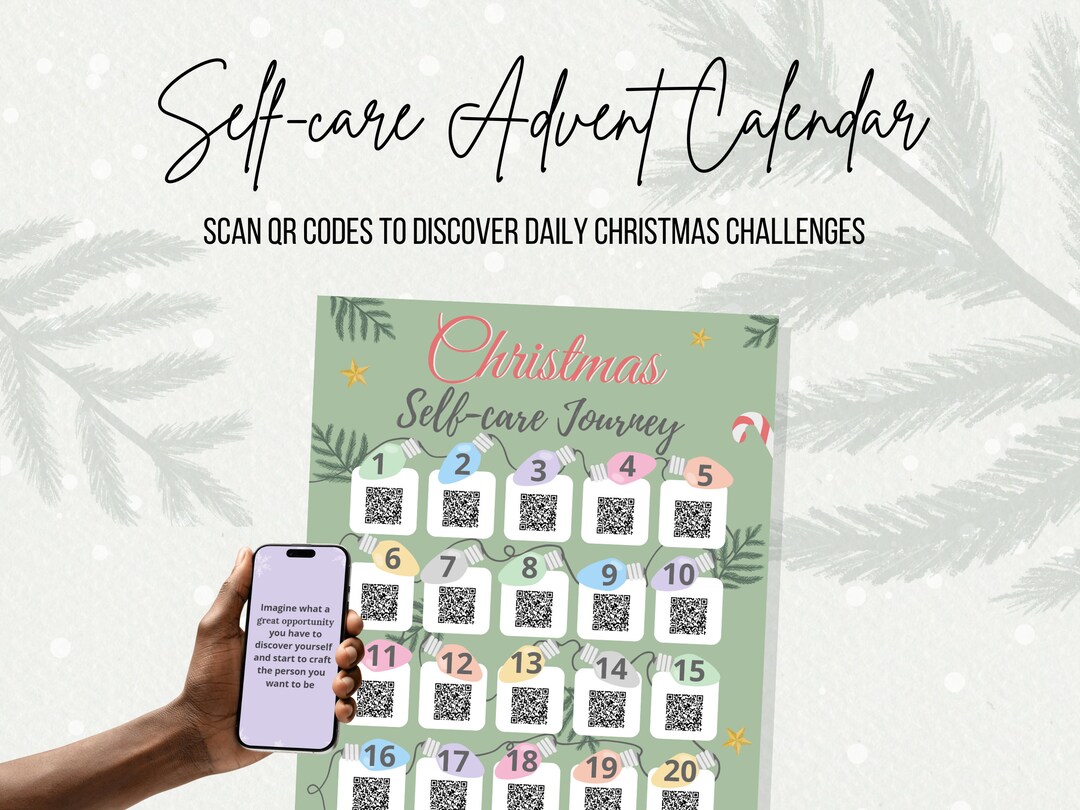 Self Care Advent Calendar Christmas Digital Calendar Daily Video Challenge QR Code Advent ...