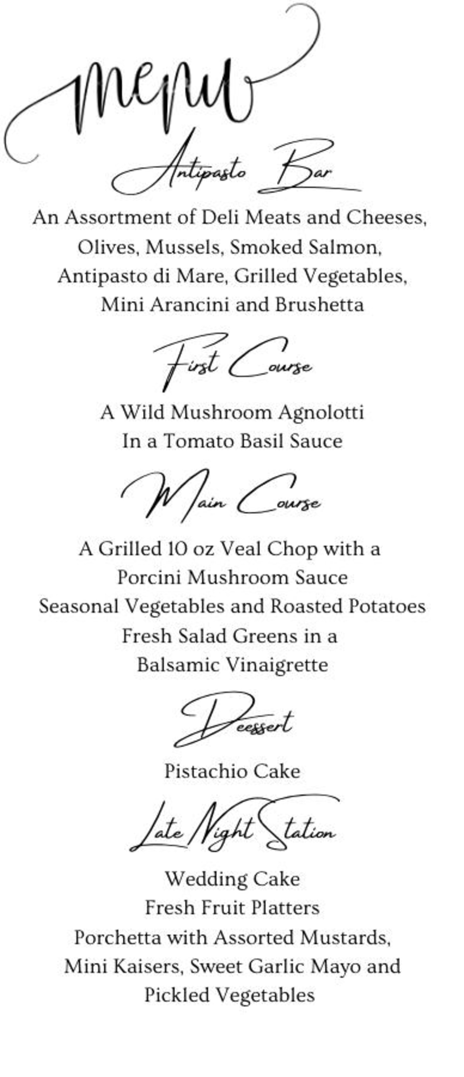 Wedding Menu, Classic and Elegant - Etsy