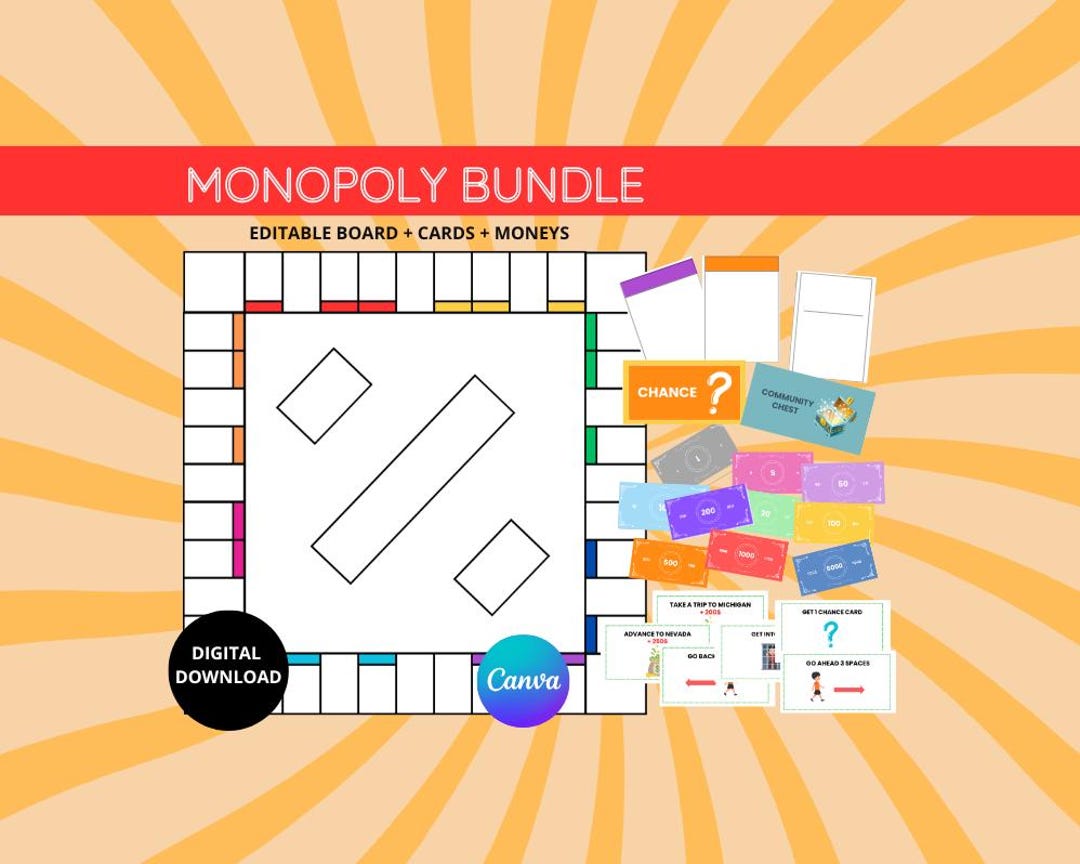 Custom Monopoly, Customized Printable Monopoly Template, Monopoly ...