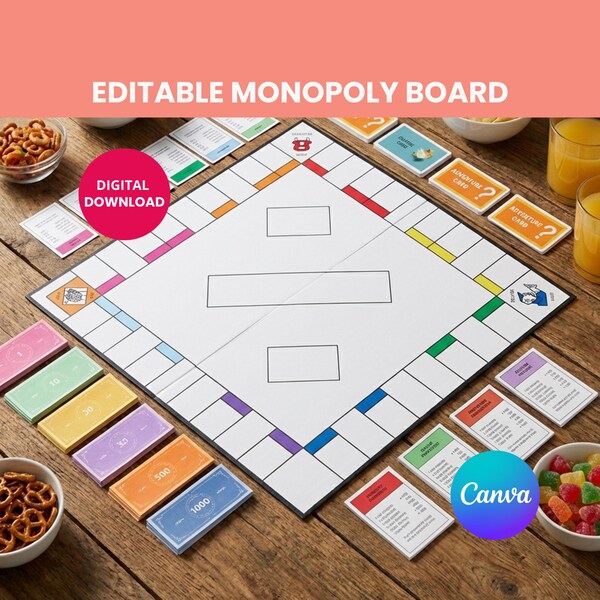 Monopoly template editable - Etsy México