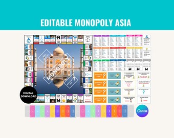 Monopoly Canva Editable Template, Blank Monopoly Board Template ...