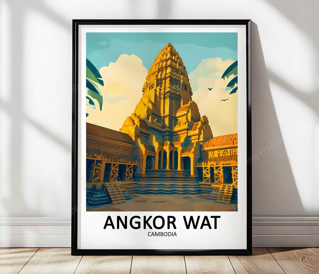 Angkor Wat Wall Art Printable, Cambodia Temple Travel Poster, Angkor ...