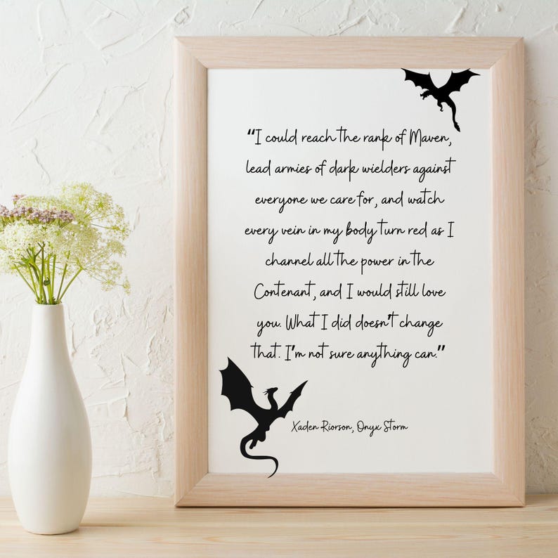 Onyx Storm Print Inspired Digital Artwork Xaden Riorson Quote Fourth