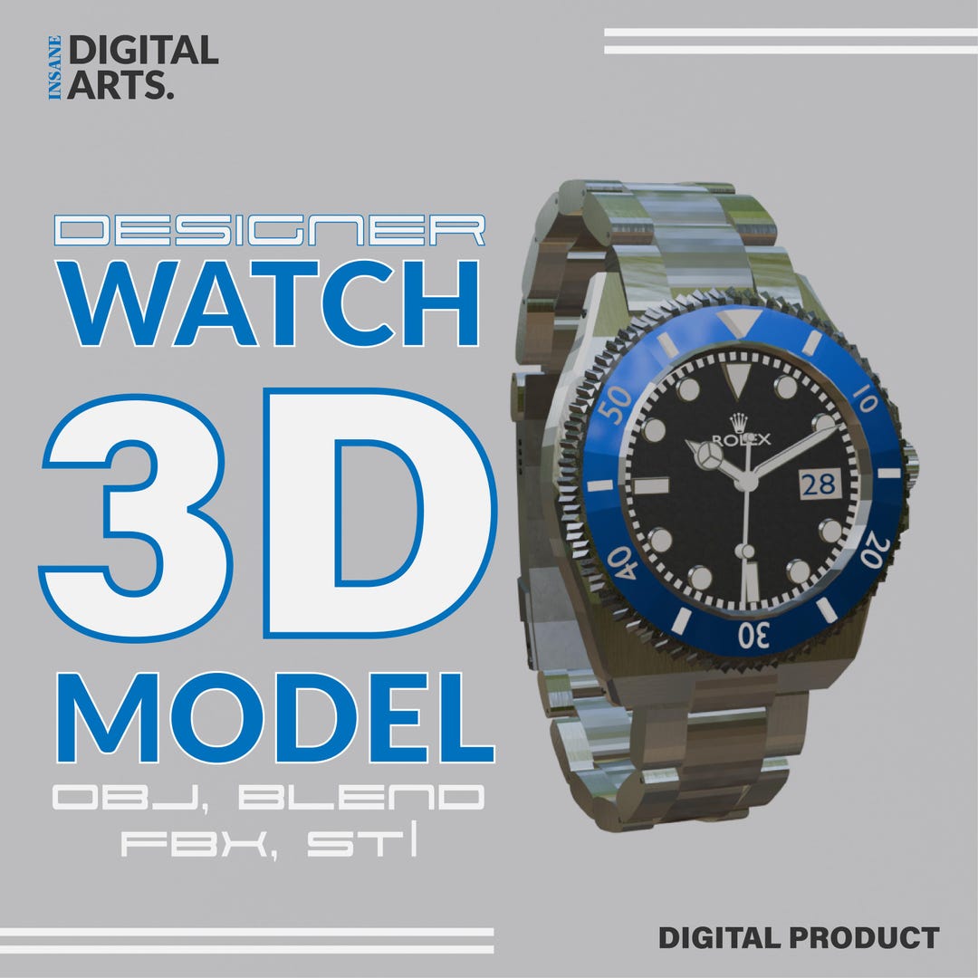 Stunning 3D Model of Designer Watch Realistic Digital Replica for ...