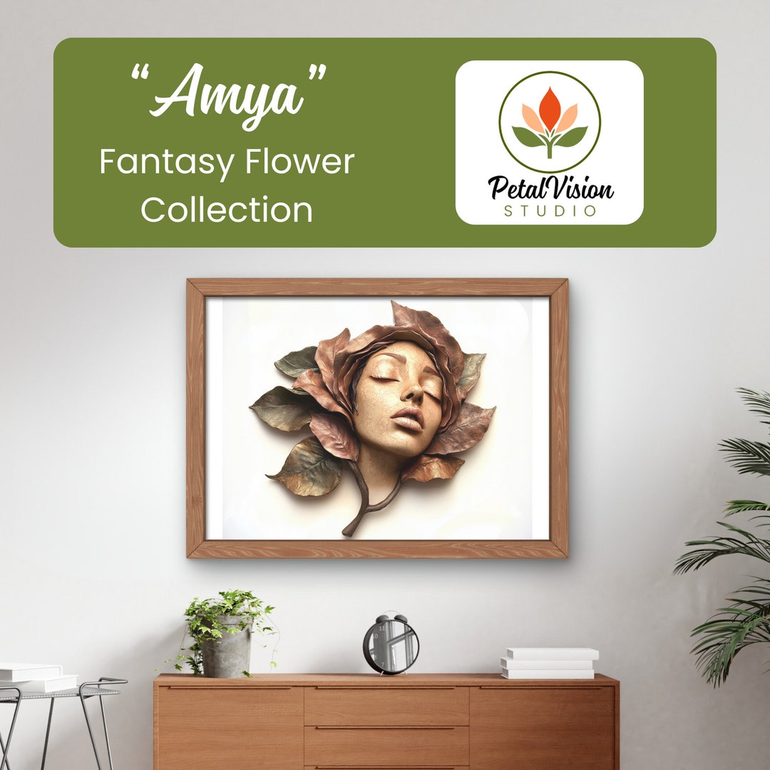 Fantasy Flowers "amya" Digital Wall Art, Feminine Wall Art, Floral Art ...