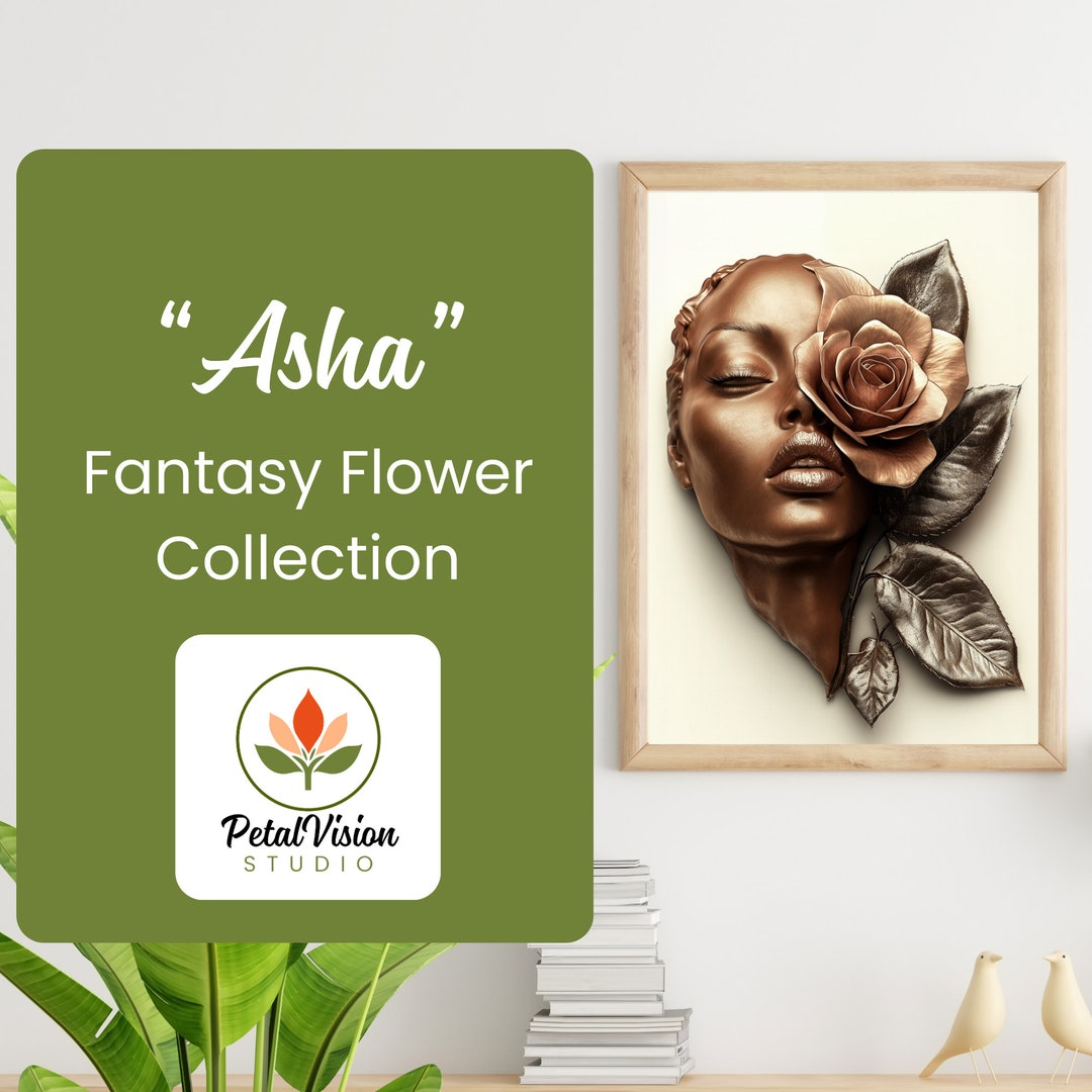 Fantasy Flowers "asha" Digital Wall Art, Feminine Wall Art, Floral Art ...