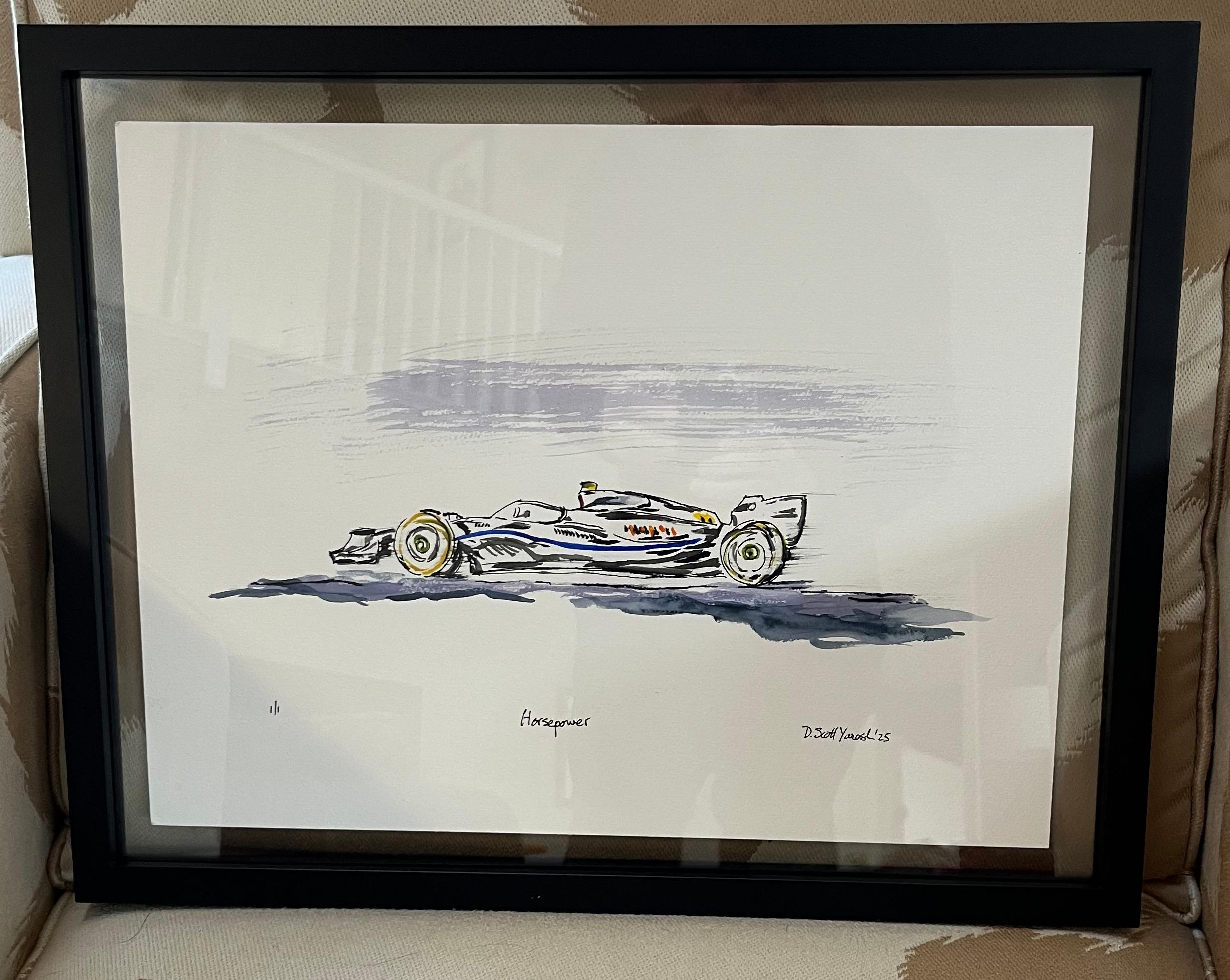 Original Formula 1 Watercolor & Ink Painting | "horsepower" F1 Racing ...