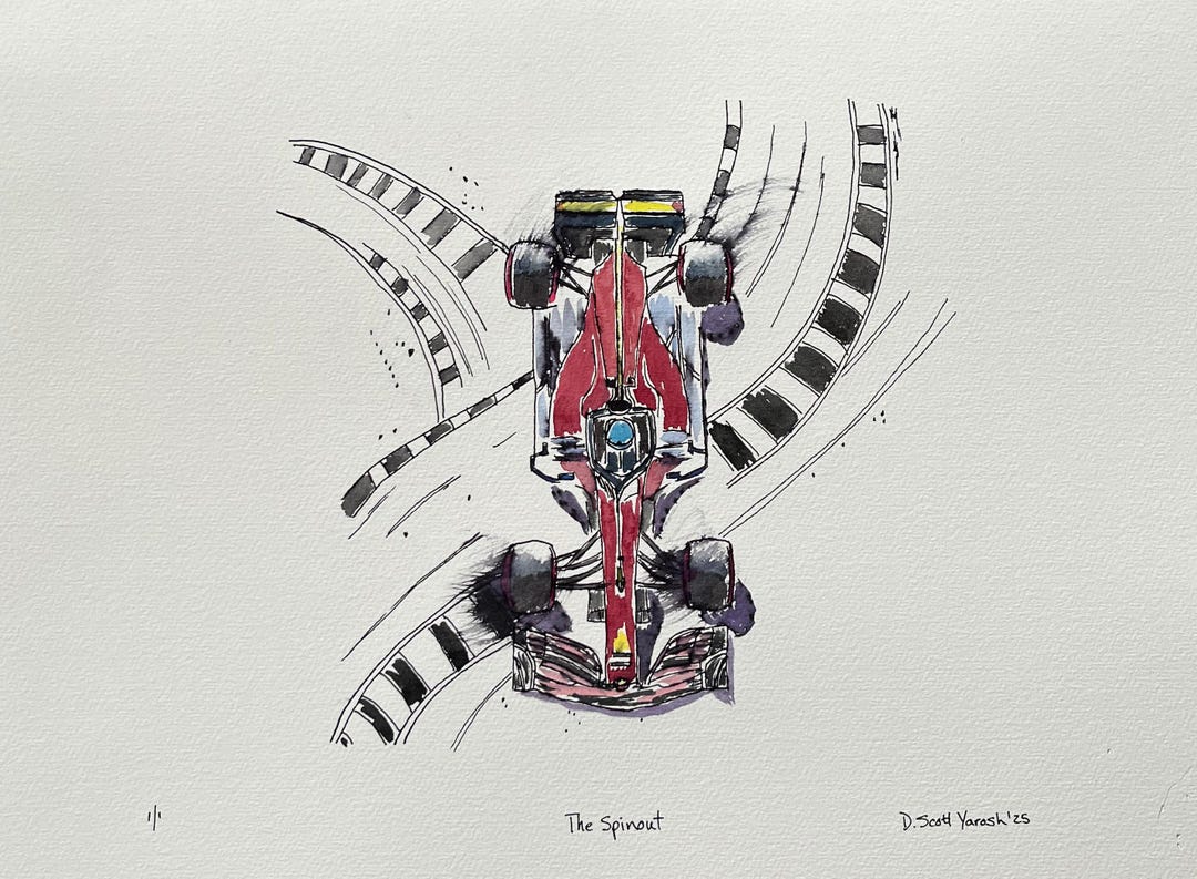 Original Formula 1 Watercolor & Ink Painting | "the Spinout" F1 ...