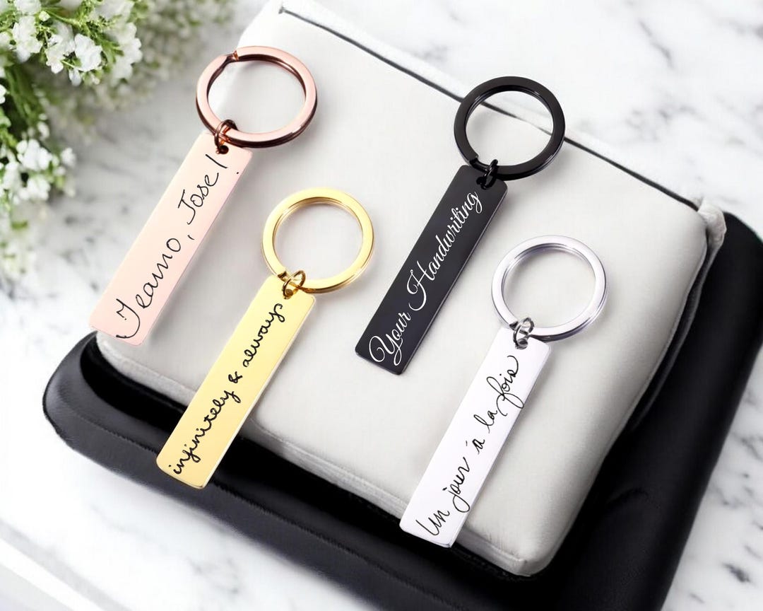 Actual Handwriting Gift Keychain-engraved Handwriting-memorial Keychain ...