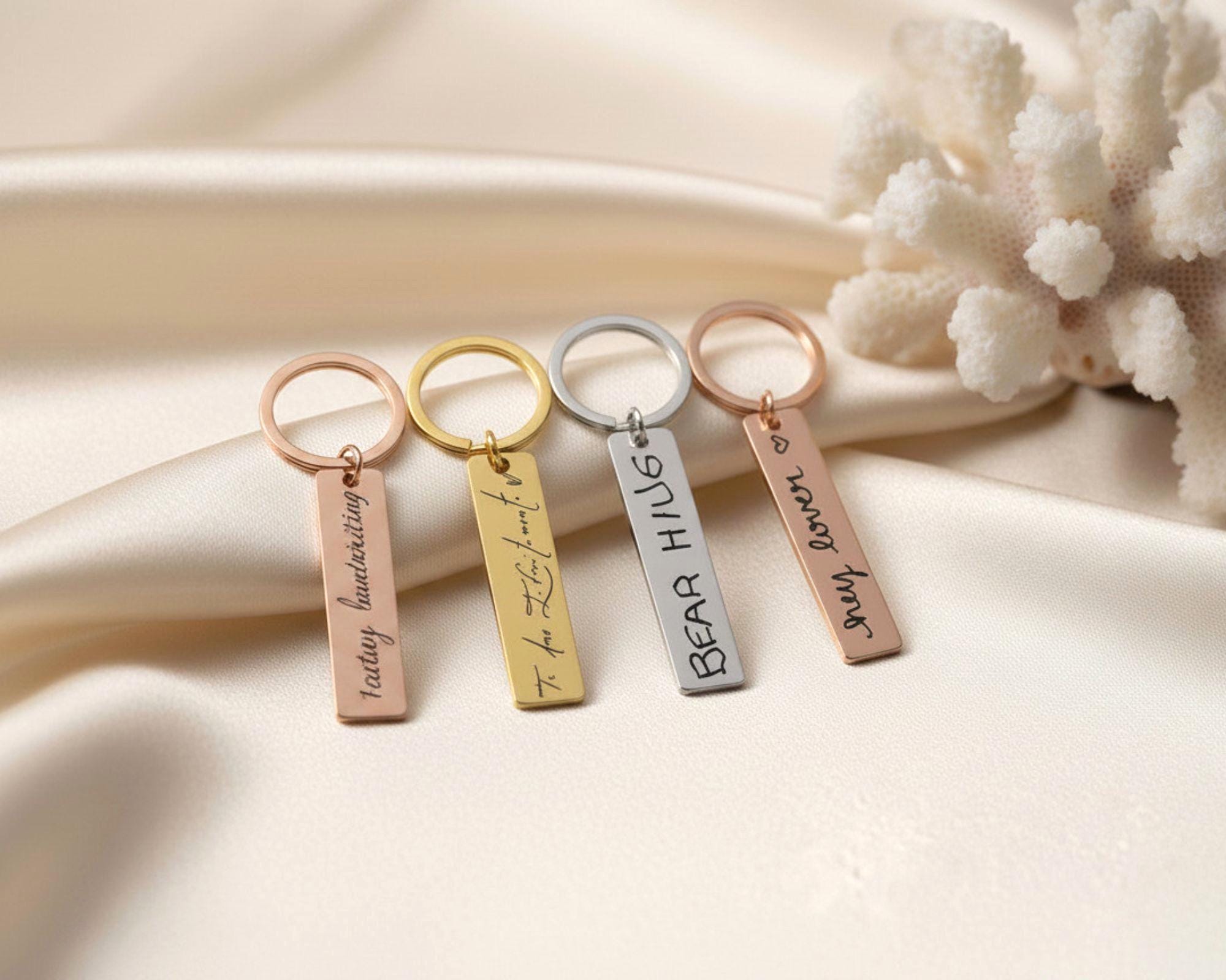 Actual Handwriting Gift Keychain-engraved Handwriting-memorial Keychain ...