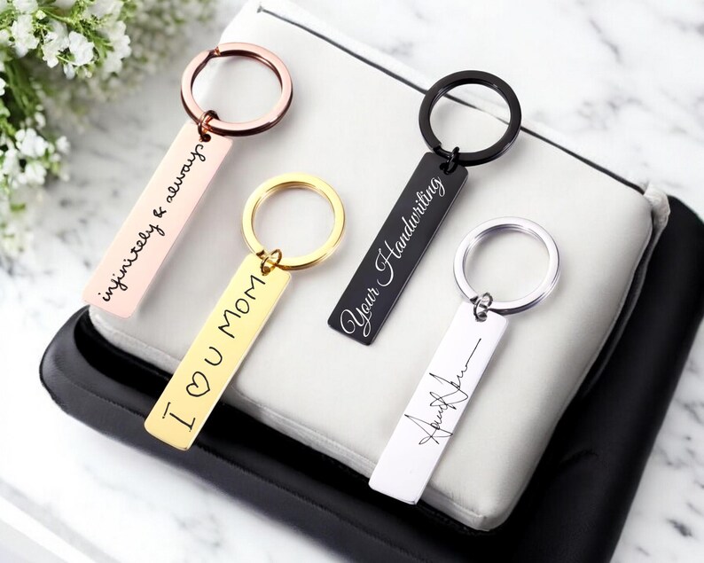 Actual Handwriting Gift Keychain-engraved Handwriting-memorial Keychain ...