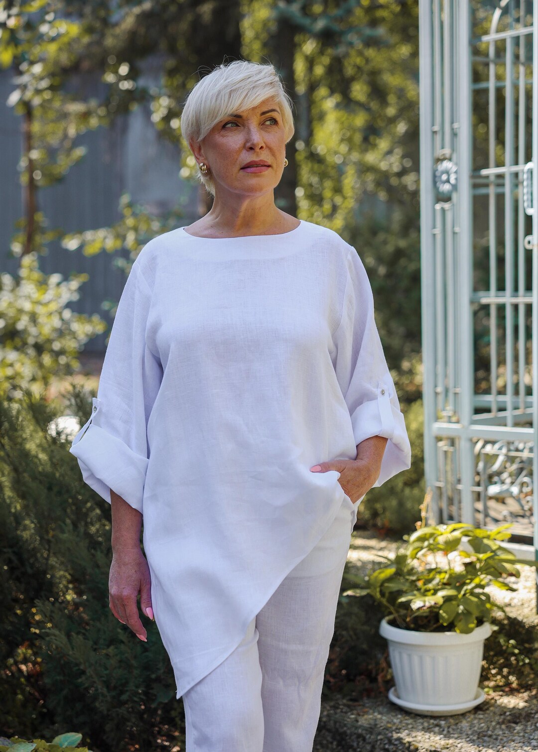 Linen Set Womens Clothing, Linen Set Women, Assymetric Linen Top Women ...